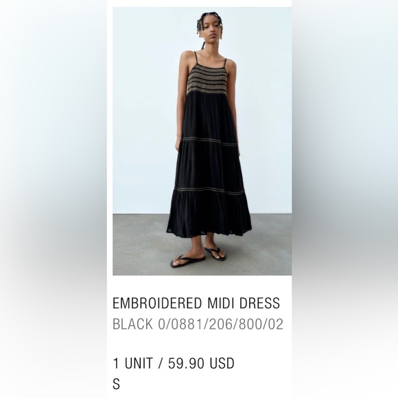 Zara | Dresses | Zara Embroidered Midi Dress | Poshmark